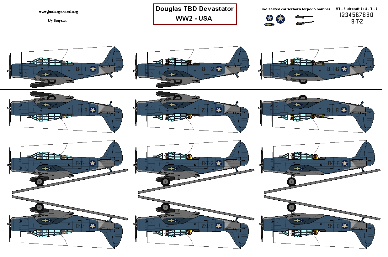 Douglas TBD Devastator | Paper Miniature