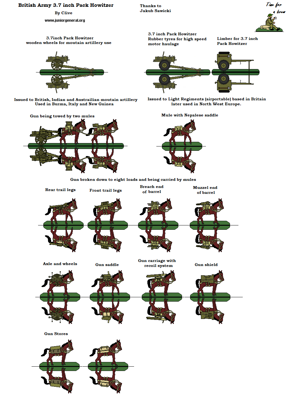 3.7 inch Pack Howitzer | Paper Miniature