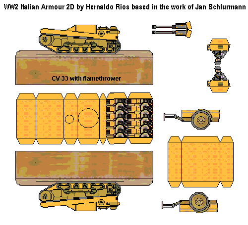 CV-33 Flamethrower Tank | Paper Miniature